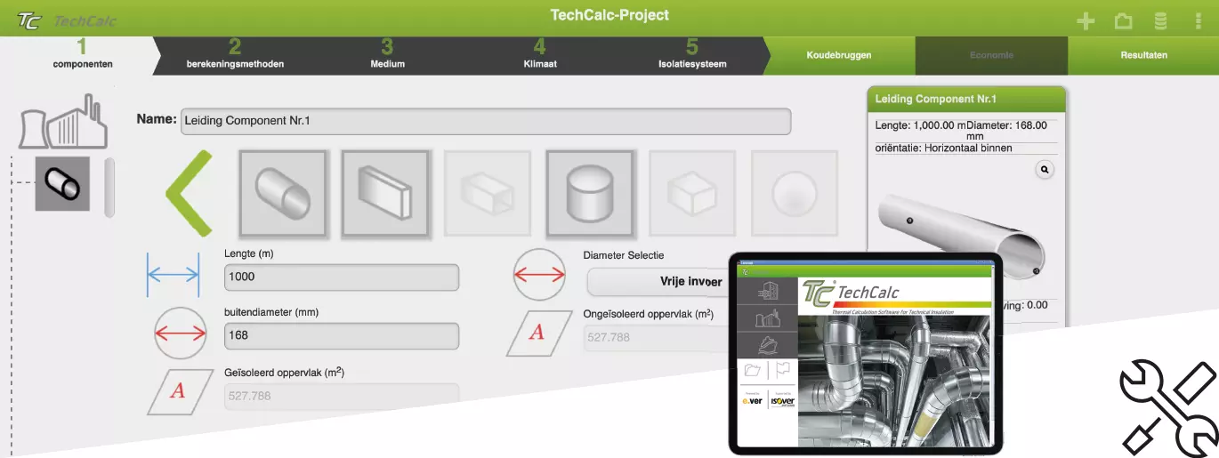 Thermische calculatietool voor technische isolatie TechCalc 2.0 |ISOVER